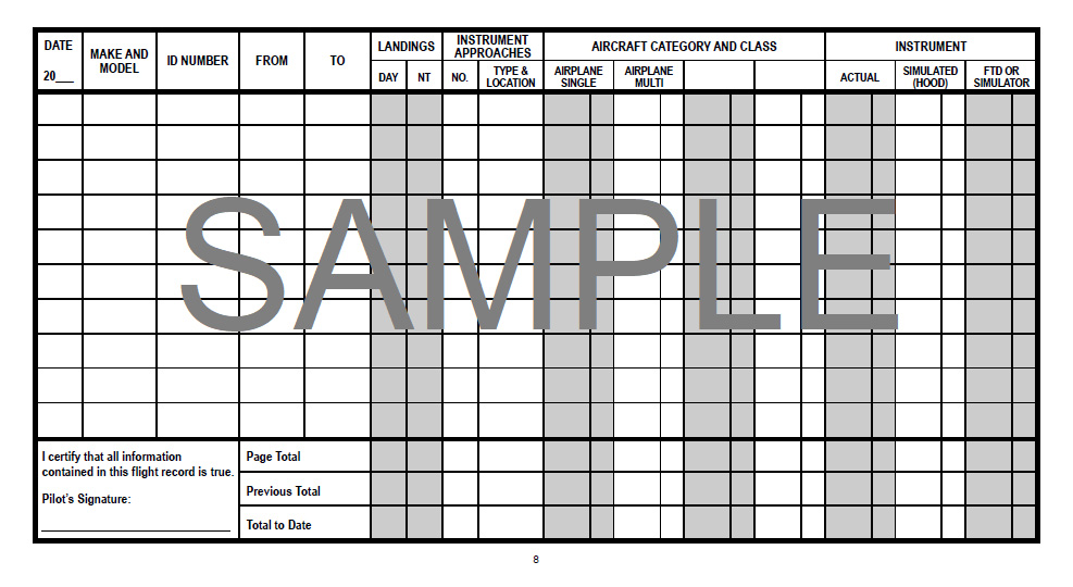 How To Fill Out A Pilot Logbook spase