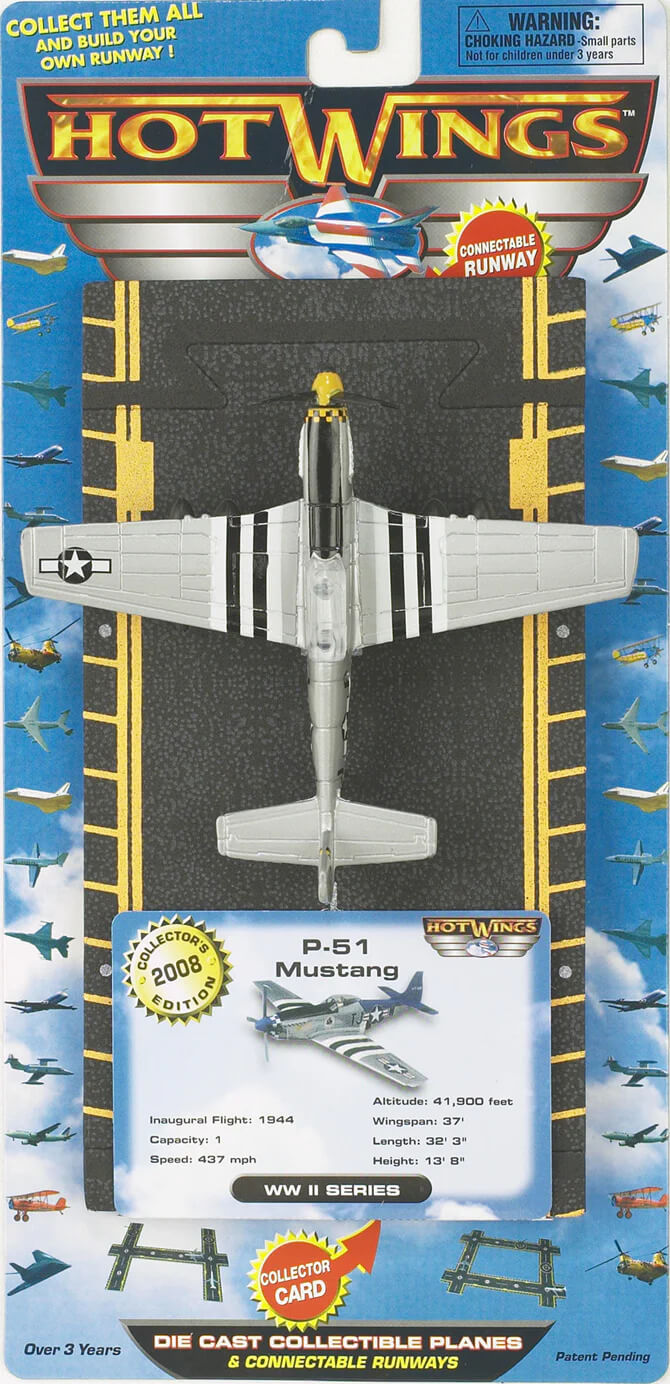 P-51 Mustang (Black & Yellow) Hot Wings Die-Cast Airplane ...