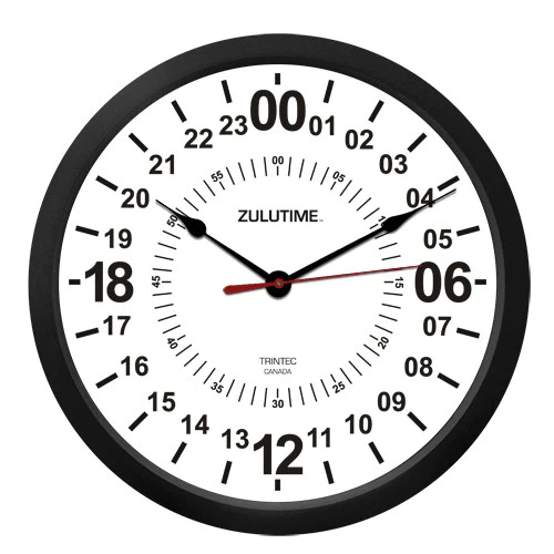 Zulu Time Wall Clock 24 Hour Format 10 Diameter MyPilotStore