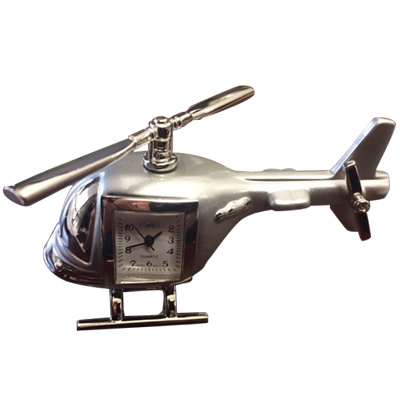 Brushed Chrome Helicopter Clock - MyPilotStore.com