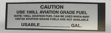 100LL FUEL Airframe Placard - MyPilotStore.com